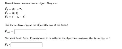 Solved Three Different Forces Act On An Object They Are F Chegg Com