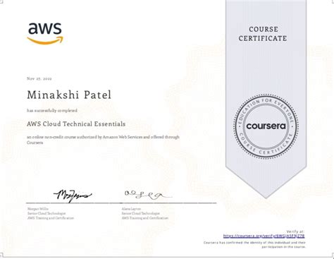 Minakshi Patel On Linkedin Awscloud Coursera Clouds Experience
