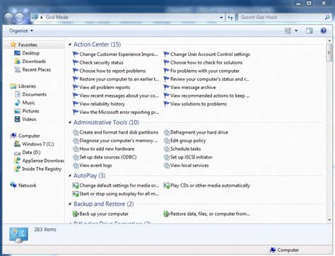 Windows7 Control Panel Applets In Single Window Letz Hack