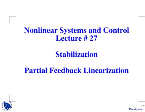 Partial Feedback Linearization Feedback In Non Linear Control Systems