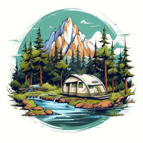 Premium Photo Camping Illustrator Design On White Background