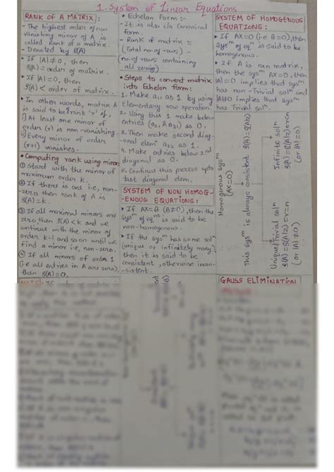 SOLUTION System Of Linear Equations Notes Studypool