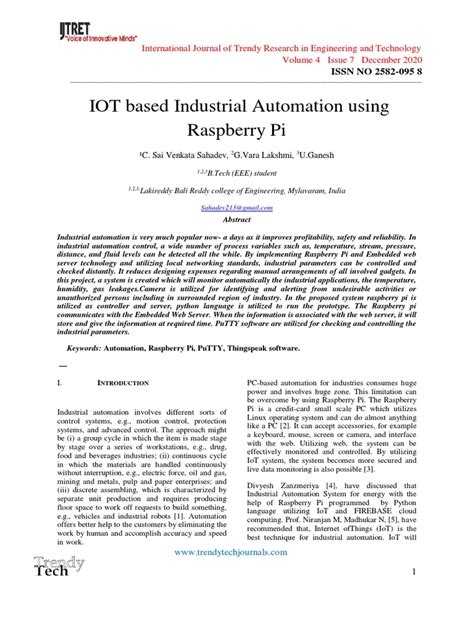 Iot Based Industrial Automation Using Raspberry Pi Pdf Internet Of