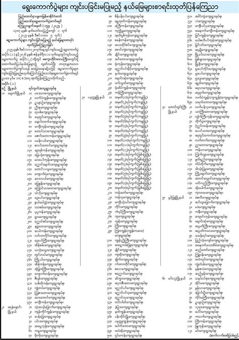 ရွေးကောက်ပွဲများ ကျင်းပခြင်းမပြုမည့် နယ်မြေများ စာရင်းထုတ်ပြန်ကြေညာ
