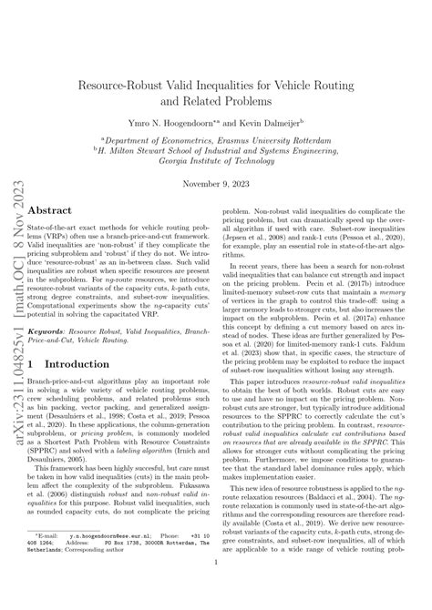 Pdf Resource Robust Valid Inequalities For Vehicle Routing And Related Problems