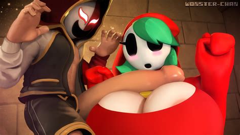 Rule 34 3d Mario Series Penis Penis Across Breasts Penis On Breast Phanto Shy Gal Super