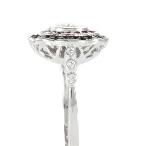 Miriams Jewelry Diamond And Ruby Cocktail Ring In Platinum Miriams