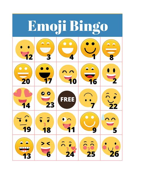 Emoji Bingo Game Colorful Bingo Game Bingo Game With Large Cards