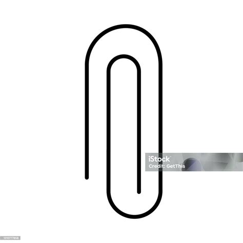 심플한 종이 클립 얇은 선 아이콘은 검은색입니다 이메일 첨부 파일 또는 첨부 파일 개념 로고 앱 그래픽 디자인 웹 Ui Ux 트렌디 한 고립 된 기호 평면 개요 그림 벡터