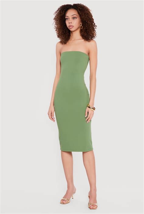 Shelf Bra Tube Midi Dress