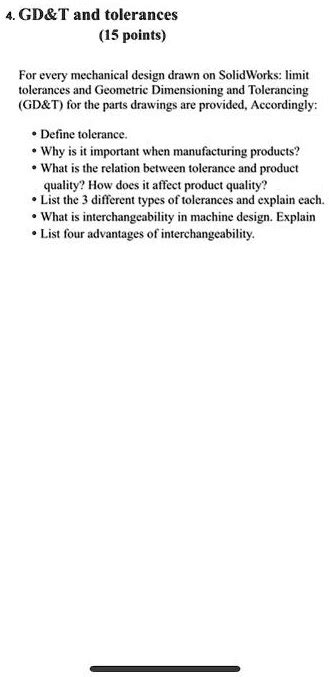 SOLVED 4 GD Tand Tolerances 15points For Every Mechanical Design