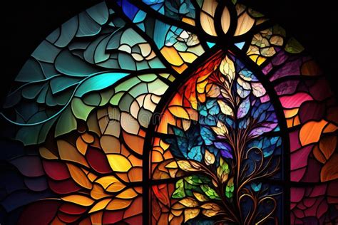 Multicolored Stained Glass Window With Irregular Random Block Pattern