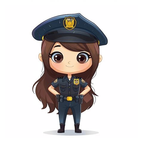 A Cartoon Of A Female Police Officer With A Police Uniform On Premium