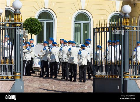 The Guards Band At Presidential Castle Yard In Summer 2019 In Helsinki