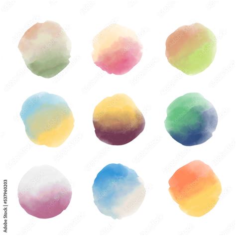 파스텔컬러 수채화 물감 번짐 효과 배경 라벨 모음 Stock 일러스트레이션 Adobe Stock
