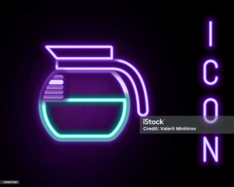검은 색 배경에 고립 된 빛나는 네온 라인 커피 냄비 아이콘 다채로운 개요 개념 벡터 기계류에 대한 스톡 벡터 아트 및 기타 이미지 기계류 녹색 다중 색상 Istock