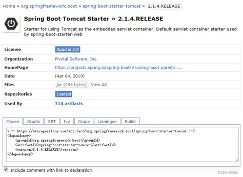查看和指定springboot内嵌tomcat的版本springboot查看tomcat版本 Csdn博客