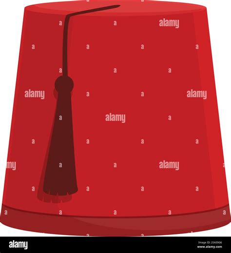 Vibrant Red Fez Hat With Tassel Depicted In A Clean Modern Cartoon Style Cartoon Red Fez Hat