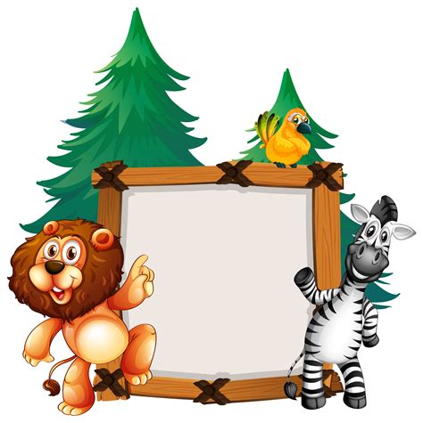 Frame Template With Lion And Zebra 413738 Vector Art At Vecteezy