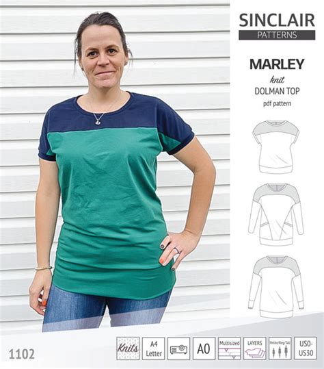Marley Dolman Knit Top With A Yoke Pdf Sewing Pattern Sinclair Patterns