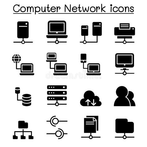 Network Computer Data And Internet Security Icon Set Stock Vector Illustration Of Icon