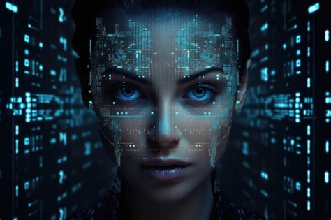 Premium Ai Image Female Face With Matrix Digital Numbers Artifical