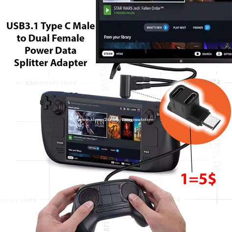 Usb3 1 Type C Male To Dual Female Power Data Splitter Adapter Price 5 00 In Tuek Lak Bei Tuol