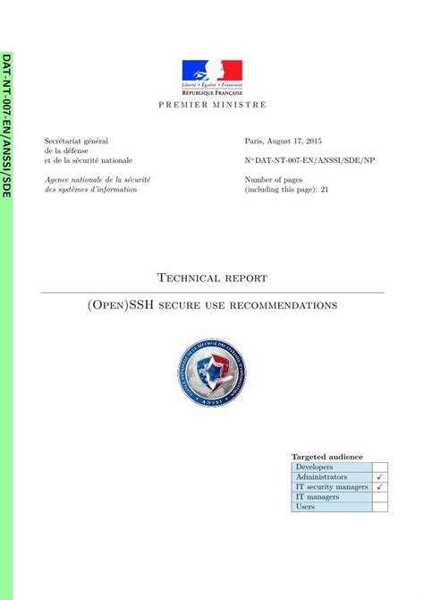 pdf technical report open ssh secure use recommendations · 2018 11