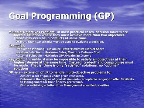 Ppt Topic 8 Goal Programming Gp Powerpoint Presentation Free