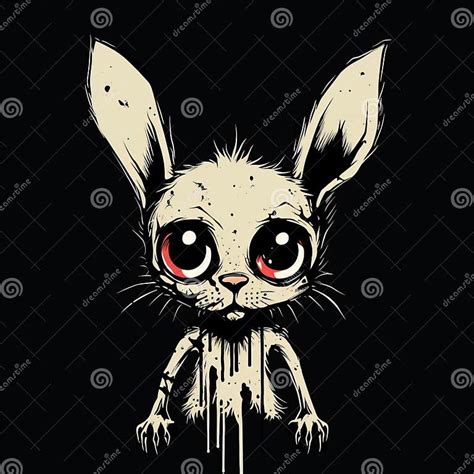 Cute Minimalist Monkey Dead Rabbit Comics With Crossed Eyes Stock