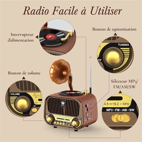 J 190 Poste Radio Vintage Retro Am Fm Sw Radio Portable Rechargeable Avec 1800mah Bluetooth 6