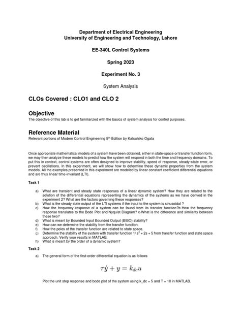 experiment 3 pdf control theory systems engineering