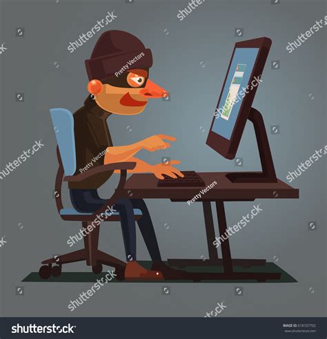 Computer Hacker Man Character Trying Hack Stock Vector Royalty Free 618107702 Shutterstock