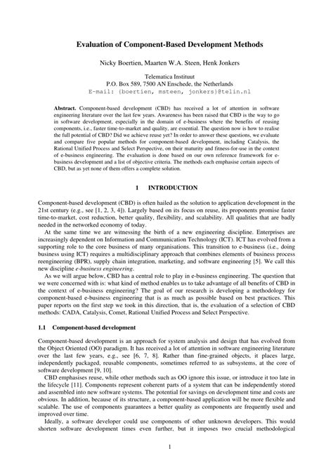 Pdf Evaluation Of Component Based Development Methods