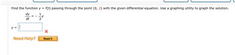 solved find the function y f t passing through the point
