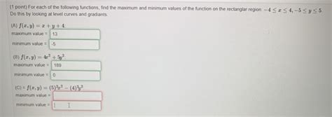 Solved 1 Point For Each Of The Following Functions Find