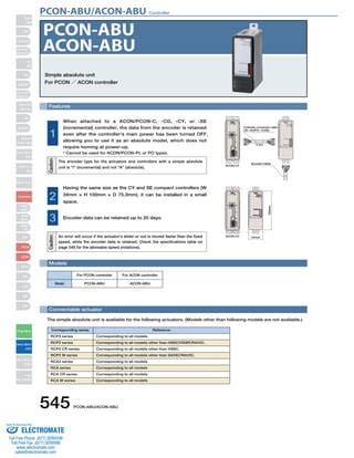 Iai Pcon Abu Acon Abu Controller Specsheet PDF