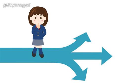 Girl At A Crossroads Of Life High School Student Vector Illustration