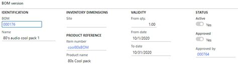 Dynamics 365 Bom And Formula Approval And Activation Ellipse Solutions