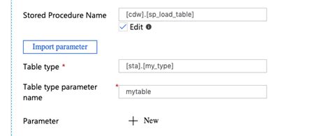 Azure Sql Database Sink Stored Procedure Table Name Is Required Stack Overflow