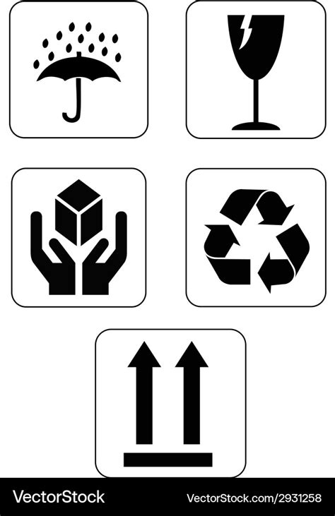 Fragile Icons Royalty Free Vector Image Vectorstock