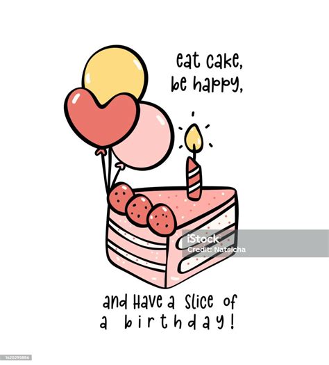 손으로 그린 달콤한 핑크 생일 케이크 조각과 촛불 낙서 인사말 카드에 딱 맞는 귀여운 미니멀 케이크 그림으로 파티를 축하합니다 귀여운에 대한 스톡 벡터 아트 및 기타 이미지