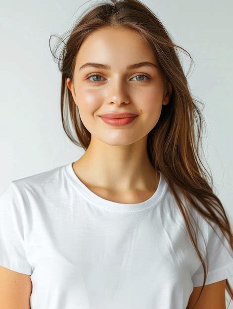 Premium Photo Woman Wearing White Tshirt Mockup Created With