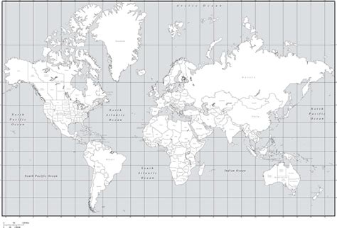 Контурная карта мира со странами