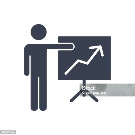 발표자 아이콘 프리젠 테이션 데스크와 남자 그림 주식 벡터 일러스트레이션 0명에 대한 스톡 벡터 아트 및 기타 이미지 0명 검은색 경영자 Istock