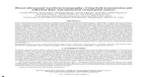 Pdf Breast Ultrasound Waveform Tomography Using Both · Tions Using Ultrasound Waveform