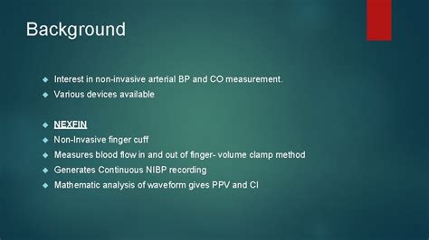 Journal Club Non Invasive Cardiac Output Monitoring James