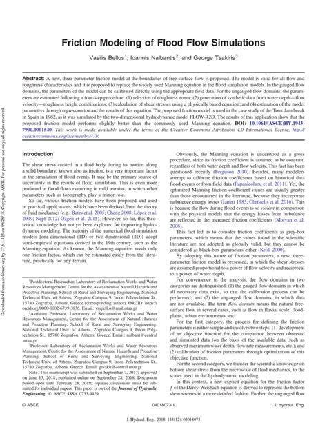 pdf friction modeling of flood flow simulations