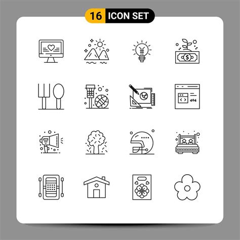 16 User Interface Outline Pack Of Modern Signs And Symbols Of Invest Business Summer Light Idea