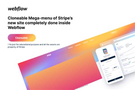 Stripe Mega Menu Rebuild Webflow
